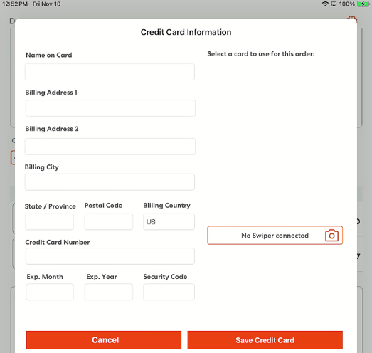 Adding Credit Card Information To An Order – RepZio - iPad / iPhone ...